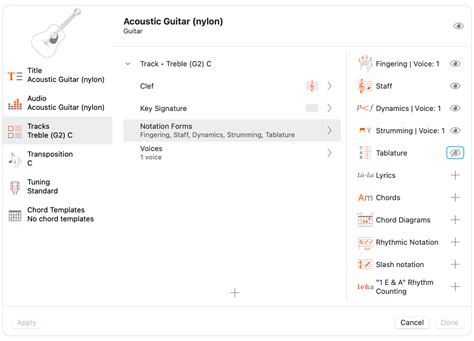 showing and hiding a notation form staventabs