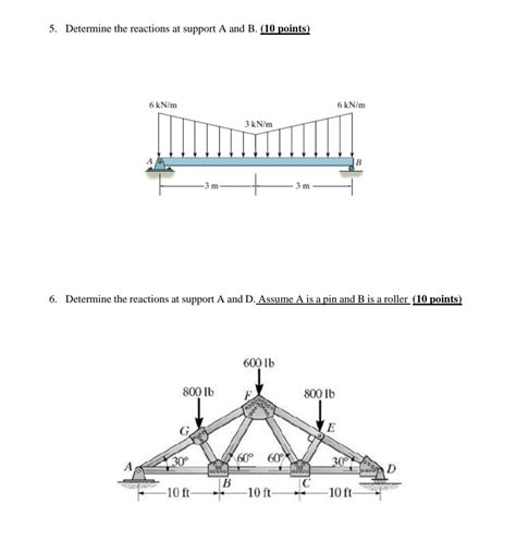 5 Determine The Reactions At Support A And B 1 0 Points 6 Determine The Reactions At