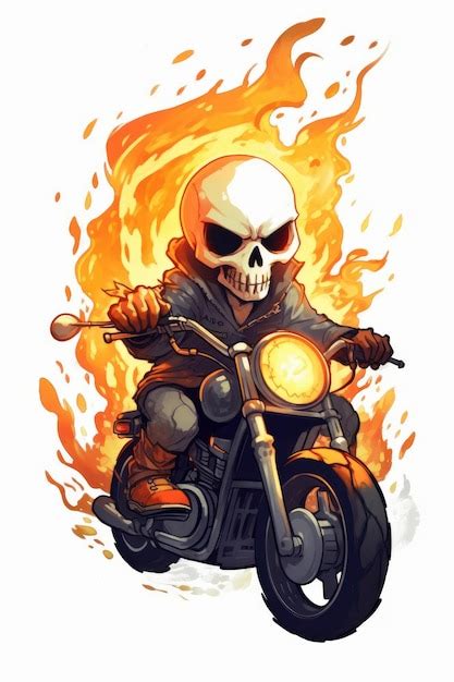 Premium Ai Image Ghost Rider Cartoon Halloween Illustration