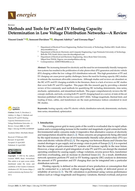 Pdf Methods And Tools For Pv And Ev Hosting Capacity Determination In