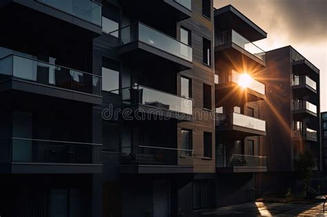 apartment block at sunrise architectural concept for real estate