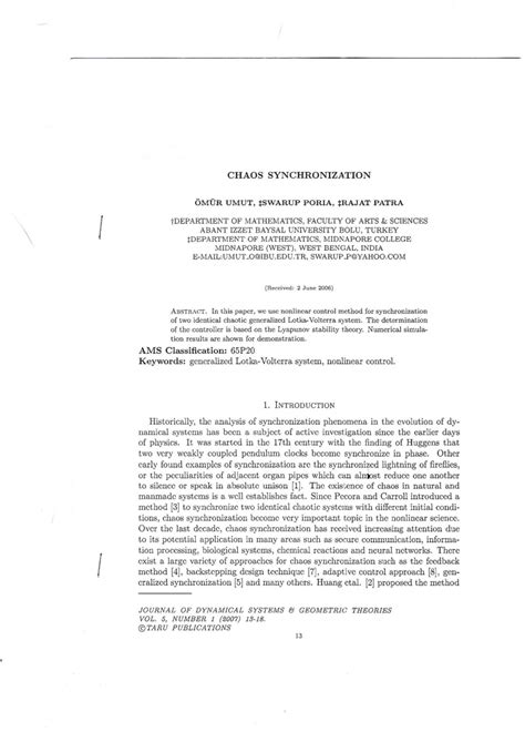 pdf chaos synchronization