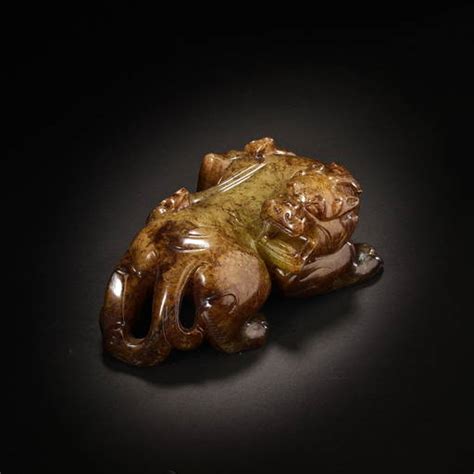 Pre Ming Dynasty Hotan Jade Chi Tiger Carving