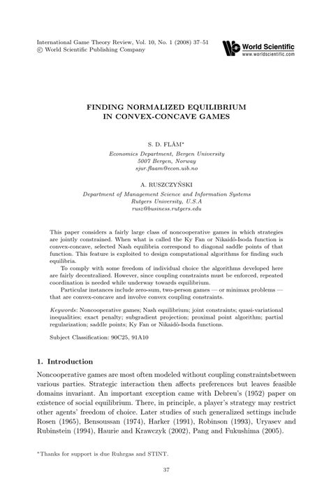 pdf finding normalized equilibrium in convex concave games