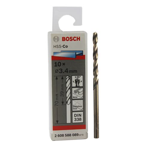 博世hss Co不锈钢钻头金属打孔开孔钻咀3 4mm高速钢含钴麻花钻头 虎窝淘