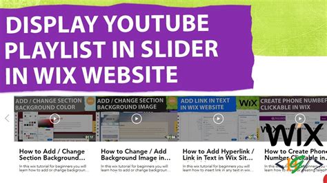 How To Add Youtube Playlist Videos In Slider Format In Wix Website Youtube