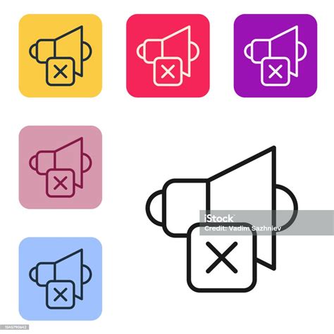 검은색 선 스피커 음소거 아이콘은 흰색 배경에 분리되어 있습니다 소리 아이콘이 없습니다 볼륨 끄기 기호 색상 사각형 버튼으로 아이콘을 설정합니다 벡터 검은색에 대한 스톡