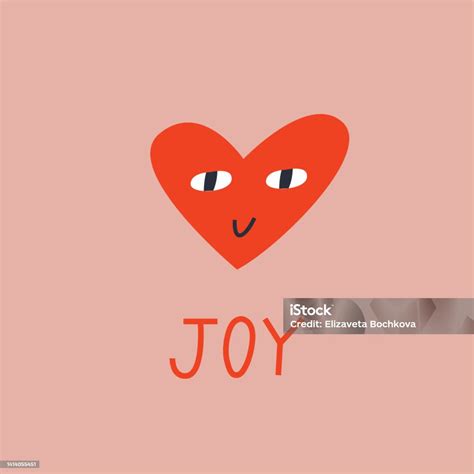 얼굴과 글자 기쁨으로 마음의 귀여운 손으로 그린 벡터 일러스트 레이 션 0명에 대한 스톡 벡터 아트 및 기타 이미지 0명