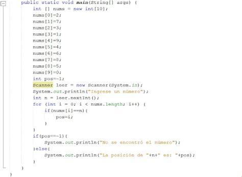devolver la posición de un número en un arreglo en java Índice