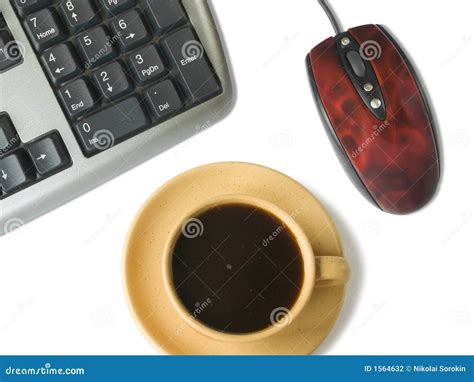 Keyboard Mouse Coffee Cup Stock Photo Image Of Office Keyboard