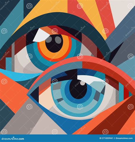 Eye In Abstract Art Style Cubic Style For Poster Banner Or Background Stock Vector