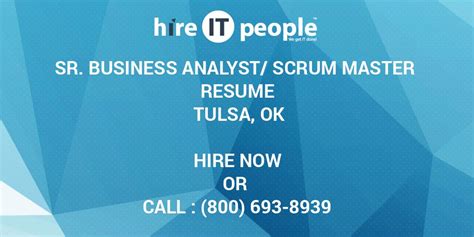 Sr Business Analyst Scrum Master Resume Tulsa Ok Hire It People