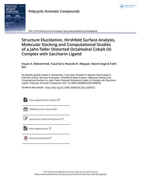 Pdf Structure Elucidation Hirshfeld Surface Analysis Molecular