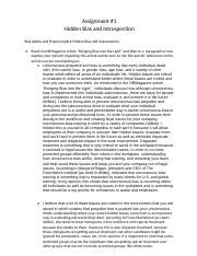 Assignment Hidden Bias Docx Assignment Hidden Bias And Introspection Bias Article
