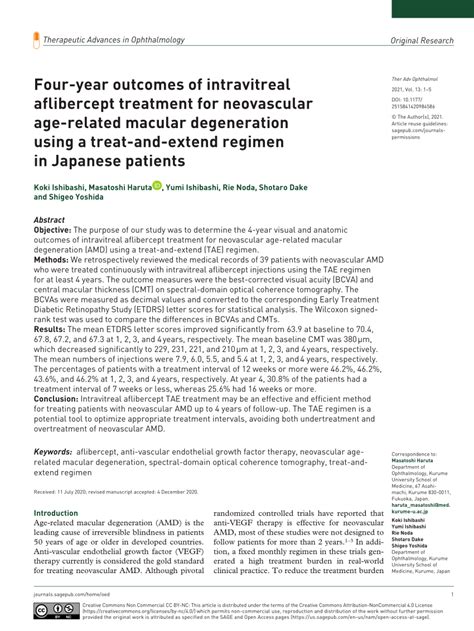 Pdf Four Year Outcomes Of Intravitreal Aflibercept Treatment For Neovascular Age Related