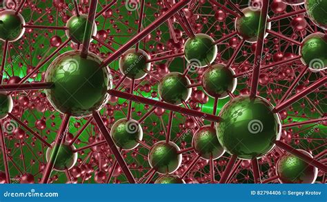 Red And Green Molecular Geometric Chaos Abstract Structure Science Technology Network
