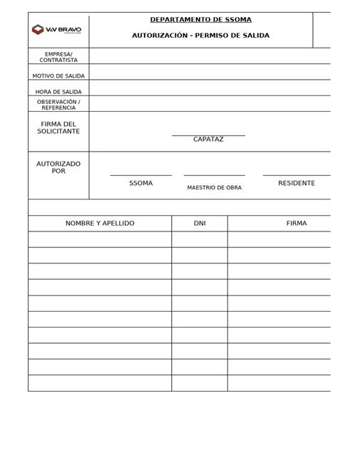 Hoja De Salida Pdf