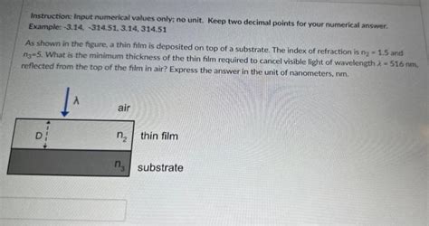 solved instruction input numerical values only no unit