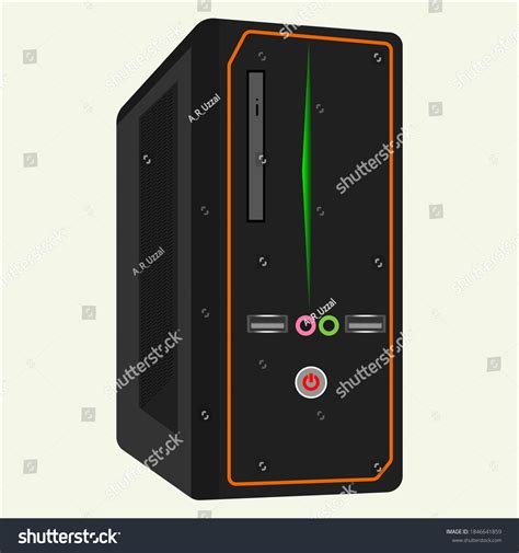 Computer Case Front View Isolated On เวกเตอรสตอก ปลอดคาลขสทธ