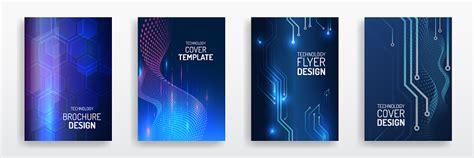 추상기술 커버와 회로 기판 하이테크 브로셔 디자인 컨셉 미래 지향적 인 비즈니스 레이아웃 의 집합 미래형 디지털 포스터 템플릿