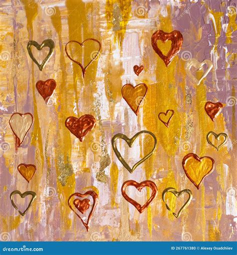 Drawing Of Bright Red Harts Royalty Free Stock Image 267761380