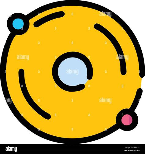 A Colorful Illustration Depicting An Atom With A Yellow Nucleus And Orbiting Electrons In Blue