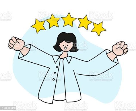별 다섯 개 등급을 축하하는 여자 고객 리뷰 개념 벡터입니다 피드백 그림입니다 5에 대한 스톡 벡터 아트 및 기타 이미지 5 가공의 인물 개념 Istock