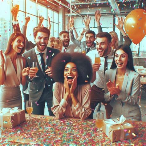 Office Happy Hour Surprise Premium Ai Generated Image