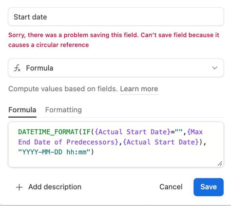 Calculating Start And End Date Of Tasks For A Gantt Chart Circular Reference Error Airtable