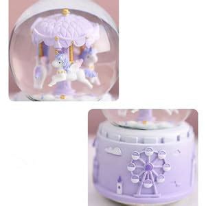 Amazon.com: Snow Globes,Unicorn Carousel Music Snow Globe with LED ...