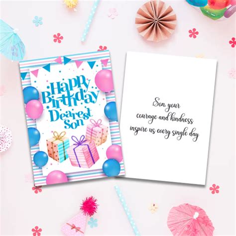 Son Happy Birthday Greeting Cards Custom Labels Stickers