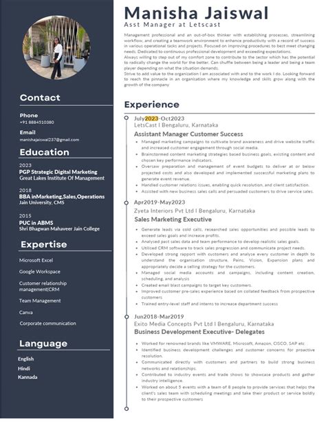 Manisha Jaiswal Resume Pdf Customer Relationship Management Sales