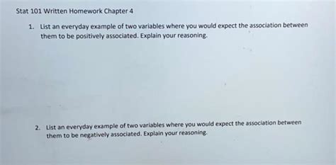 Solved Stat 101 Written Homework Chapter 4 1 List An
