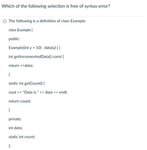 Solved Which Of The Following Selection Is Free Of Syntax