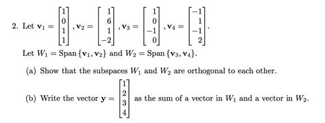 answered 2 let vi v2 v3 v4 2 let w1… bartleby