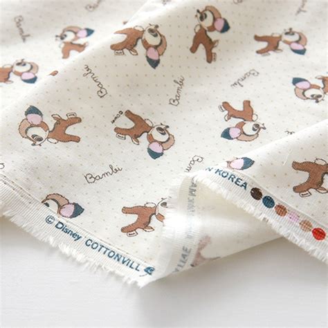 코튼빌 디즈니 캐릭터원단 오가닉 면40수 더블거즈 코튼 원단 패브릭 Diy 프린트 베이비돌 밤비 위시버킷