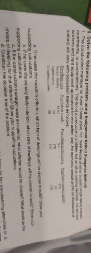 Solved Ii Solve The Following Problem Using Assignment