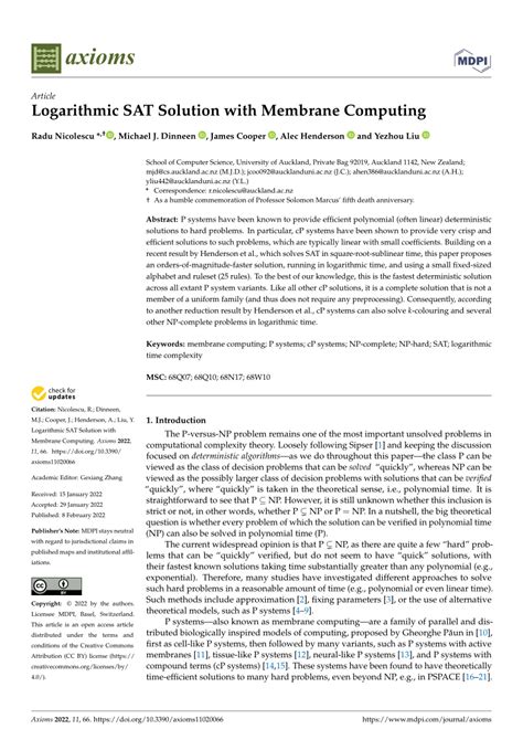 pdf logarithmic sat solution with membrane computing