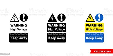 경고 고전압은 3 가지 유형의 색상 흑백 윤곽선의 아이콘을 멀리 유지합니다 격리된 벡터 기호 기호 0명에 대한 스톡 벡터 아트 및 기타 이미지 Istock