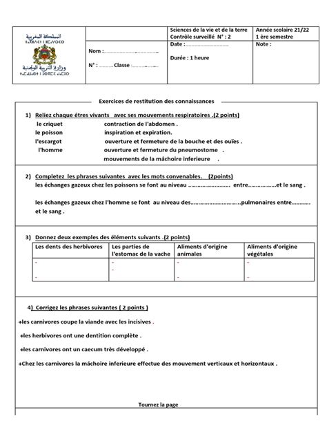 Controle 1 Sem1 Svt 1ac Modele 4 Pdf