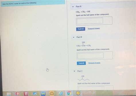 solved give the iupac name for each of the following part