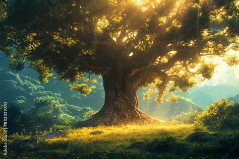 Biblical Illustration The Tree Of Life Whose Fruit Was Eaten By Adam And Eve Stock Photo