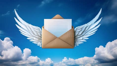 A Flying Envelope With Wings Gliding Gracefully Through A Vibrant Blue Sky Embraced By Soft