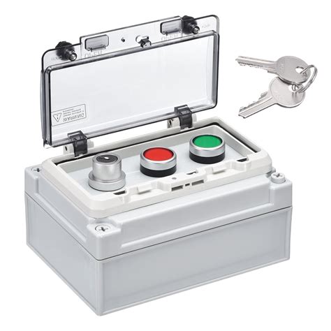 uxcell ip67 push button box abs green button lock button selector