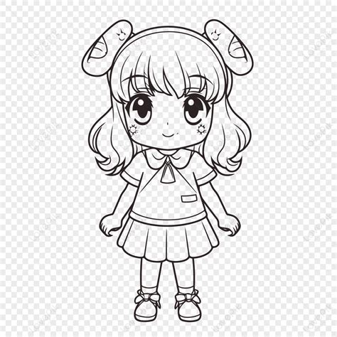 Gambar Halaman Mewarnai Kawaii Anime Gadis Kawaii Gambar Sketsa Garis