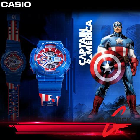 Casio G Shock X Marvel Avengers Captain America Ga 110captain 2pr