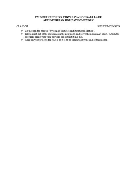 class xi physics system of particles questions pdf torque