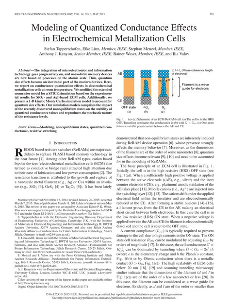Pdf Modeling Of Quantized Conductance Effects In Electrochemical