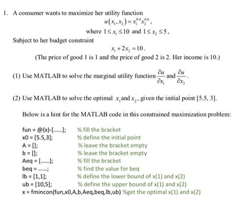 Solved 1 A Consumer Wants To Maximize Her Utility Function