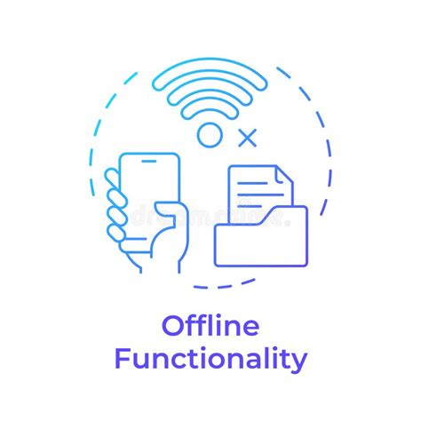 Offline Functionality Blue Gradient Concept Icon Stock Illustration
